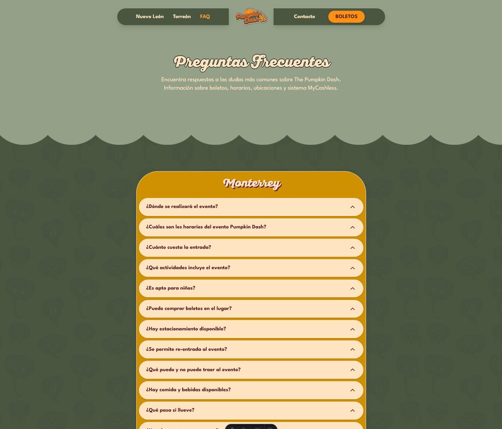 Preguntas Frecuentes | The Pumpkin Dash | Monterrey y Torreón